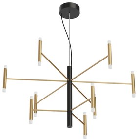 Linea Light 9753 Perla_P9, černo-zlatý moderní lustr, 40W LED 3000K DALI, 87x100cm