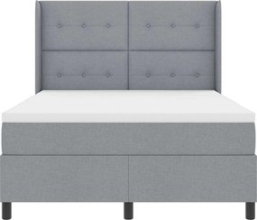 Postel s boxspringem s čelo Světle šedá 200 x 140 cm textil 3341644
