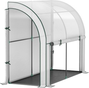 Outsunny skleník s rolovacími dveřmi, zimní skleník z ocelové fólie, skleník na balkon, zahrada, rajčatový skleník s UV ochranou 200x80x157cm rajčato…