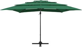 4stupňový zahradní slunečník hliníková tyč zelený 250 x 250 cm 313821