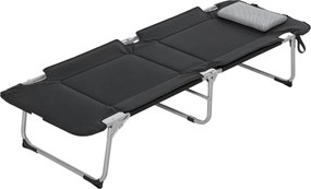 Outsunny Skládací Kempingová Postel s Polštářem a Taškou 183 x 66 x 33 cm, Příruční Postel do 114 kg, Skládací Postel pro Dospělé, Vnitřní i Venkovní