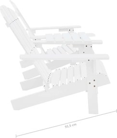 Zahradní židle Adirondack s čajovým stolkem masivní jedle bílé 310067