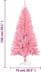 Umělý vánoční stromek se stojanem růžový 150 cm PVC 320997