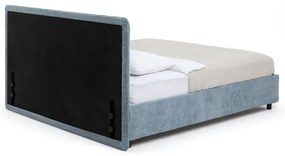 Modrá čalouněná dvoulůžková postel s úložným prostorem s roštem 160x200 cm Myra Slim Line – Bonami Selection