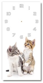 Wallmuralia Nástěnné skleněné hodiny Dvě malé kočky 30x60 cm