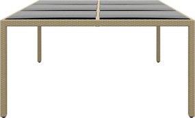 Zahradní stůl 200 x 150 x 75 cm tvrzené sklo a polyratan béžový 310588
