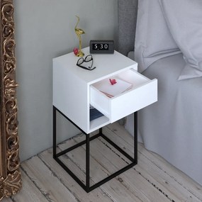 Noční/příruční stolek, bílá/černá, ARTI TYP 1