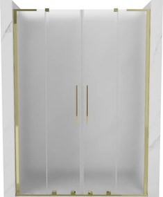Mexen Velar L Duo, posuvné sprchové dveře do otvoru 160 cm, 8mm sklo námraza, zlatá lesklá, 871-160-003-32-50