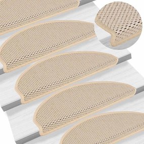 Samolepicí nášlapy na schody sisal 15 ks 65 x 21 x 4 cm berber 326881