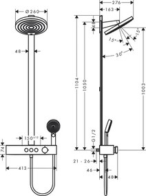 Hansgrohe Pulsify, Showerpipe 260 2jet s termostatem ShowerTablet Select 400, bílá matná, HAN-24240700