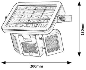 Rabalux 77020 - LED Solární reflektor se senzorem LIHULL LED/9,6W/3,7V IP44