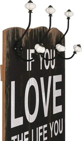 Nástěnný věšák na kabáty LOVE LIFE s 6 háčky 120 x 40 cm 245853