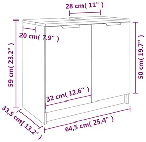Koupelnová skříňka hnědý dub 64,5x33,5x59 cm kompozitní dřevo - Default Title