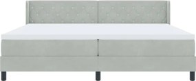 Postel s boxspringem s čelo Světle šedá 200 x 200 cm samet 3341432
