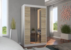 Šatní skříň s posuvnými dveřmi Nordic - 120 cm Barva: dub Sonoma/Bílá
