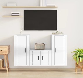 vidaXL 3dílný set TV skříněk kompozitní dřevo [3188518] Barva: bílá s vysokým leskem