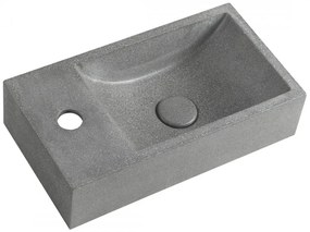 Sapho CREST L betonové umývátko, nástěnné, včetně výpusti, 40x22cm, černý granit AR403