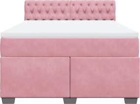 Box spring postel s matrací růžová 140x200 cm samet 3288641