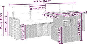 5dílná zahradní sedací souprava s poduškami béžová polyratan 3271191