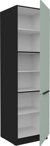 ARIA sc | vysoká skříňka 60 DK-210 2F potravinová s policemi | 60 cm | ANTI FINGERPRINT povrch | černá/aquamarine