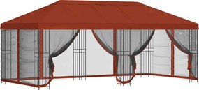 Altán s bočními stěnami 6 x 3 m Cihlová Polyester a ocel 3375997