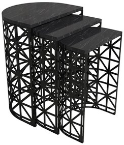 Odkládací stolek Stil Black Marble, 3 ks