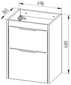 Mereo Vigo koupelnová skříňka s umyvadlem 51 x 71,8 x 39,5 cm MDF/lamino dub Riviera hnědá CN320 Koupelny Bernold