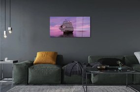 Obraz na skle Fialové nebe ship sea 100x50 cm