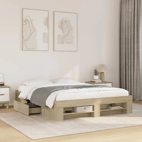 Rám postele bez matrace dub sonoma 160x200 cm kompozitní dřevo 3295459