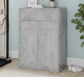 skříňka na boty, botník, 1 zásuvka, 2 dvířka, dřevo, 85x61x36 cm, beton šedá, Dekorino BB20260063