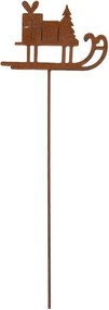 Rustikální rezavý zápich sáňky Sled Rust - 12*1*38 cm
