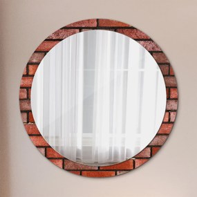 Kulaté zrcadlo tištěný rám Červená cihla fi 100 cm