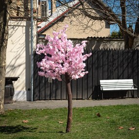 3D umělý strom Sakura 150 × 100 cm, růžová dekorace, IP44 venkovní, kov a plast