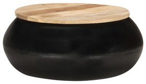 Konferenční stolek černý 68 x 68 x 30 cm masivní mangovník - Default Title