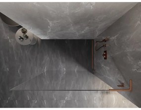 Mexen, Mexen Lunar L sprchová stěna pravá 110 x 200 cm, průhledná 8 mm, broušená měď - 830L-110-000-65-00-P