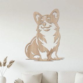 dřevo života Dřevěný obraz sedící Corgi Zvolte rozměr (cm): 45x60, Zvolte barvu dekoru: Dub Sonoma