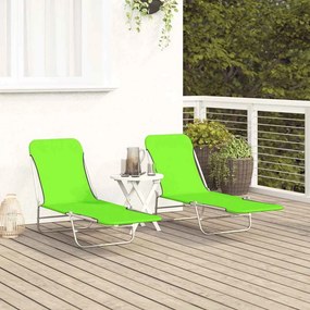 Skládací zahradní lehátka 2 ks ocel a textil zelená 310343
