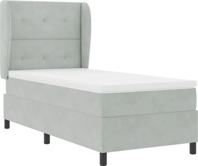 Postel s boxspringem s čelo Světle šedá 200 x 100 cm samet 3340916