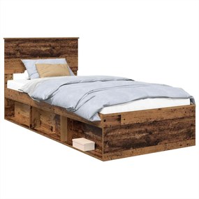 Rám postele s čelo Staré dřevo 75 x 190 cm Kompozitní dřevo 3407947