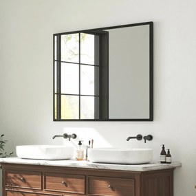 HOMCOM obdélníkové nástěnné zrcadlo 76×101 cm — černý MDF rám, do koupelny i obýváku