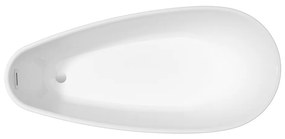 Besco Akrylátová volně stojící vana Goya A-Line BW Matt 160x73 (170x80) Barva: Bílá/černá, Rozměry (cm): 160x73, Typ a barva výpustě: Click-Clack s přepadem, zlatá