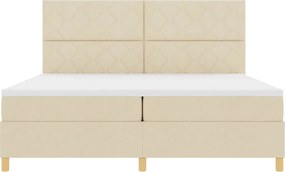 Postel s boxspringem s čelo Krémová 200 x 200 cm textil 3339726