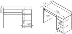 Casarredo - Komfort nábytek Dětský psací stůl VILLOSA šedá/bílá/růžová