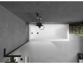 Mexen Next L, 1-křídlová vanová zástěna 90 x 150 cm, 6mm sklo námraza, černý profil, 895-090-000-03-30-70