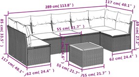 8dílná zahradní sedací souprava s poduškami černá polyratan 3223571