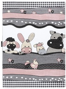 Dywany Łuszczów Dětský kusový koberec Petit Farm animals pink Rozměry koberců: 180x270