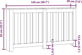 vidaXL Kryt na radiátor 149 x 20 x 82 cm kompozitní dřevo [852744] Barva: Černá
