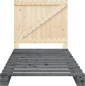 Rám postele s čelem šedý 100 x 200 cm masivní borové dřevo 3281563