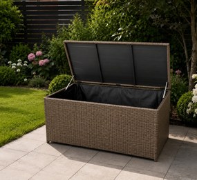 Ratanový zahradní úložný box BestBerg BBRF-B1BN / 350 l / 115 × 55 × 57 cm / hnědá