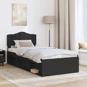Rám postele s čelo Černá 100 x 200 cm Masivní borové dřevo 3412935